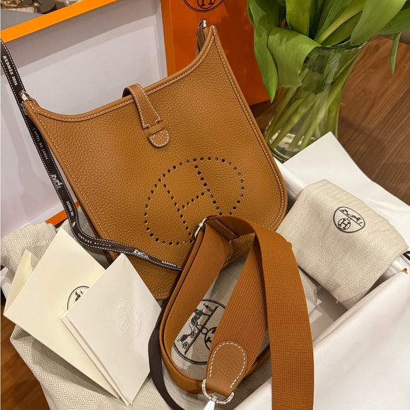 Hermes | Bags | Hermes 23 Gold Evelyne Crossbody With Perforated H Logo ...